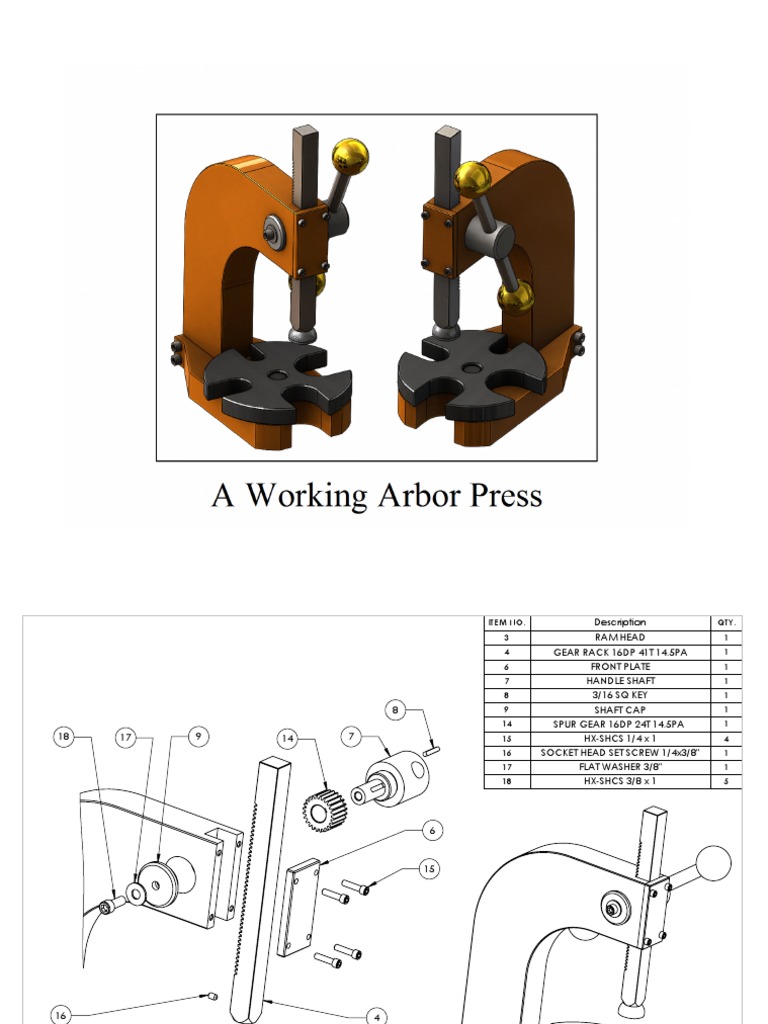 Arbor Press Components and Diagrams | PDF | Gear | Metalworking
