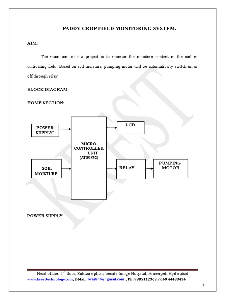 63.paddy Crop Field Monitoring System | PDF | Microcontroller | Soil