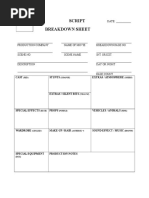 Script Breakdown Template | PDF | Screenplay | Entertainment