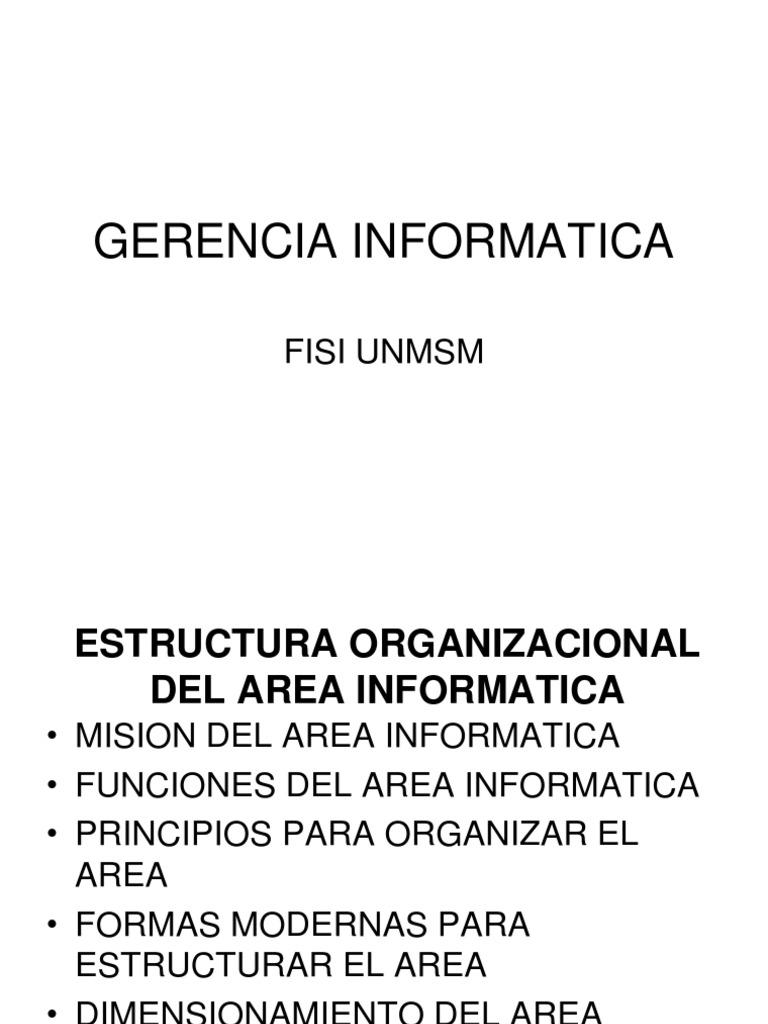 Gerencia Informatica Estructura Organizacional | PDF