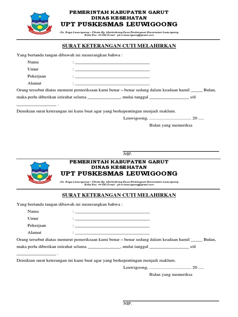Surat Keterangan Cuti Melahirkan | PDF