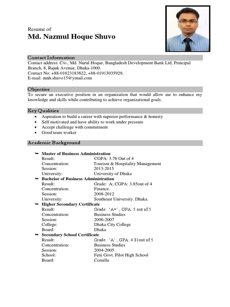 Md. Nazmul Hoque Shuvo Resume | PDF | Bangladesh | Business