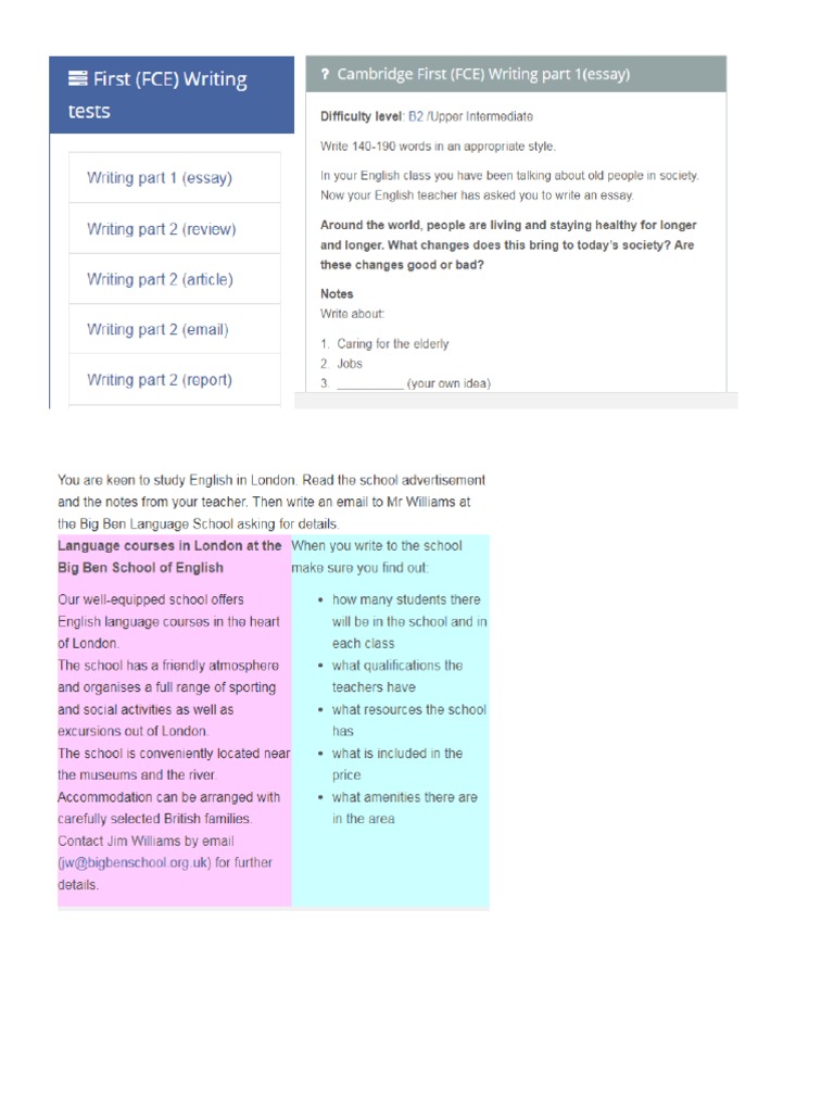 FCE Writing | PDF | Question | Test (Assessment)
