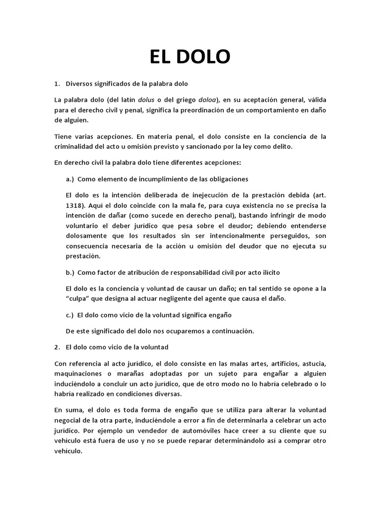 El Dolo | PDF | Intención (Derecho Penal) | Justicia penal