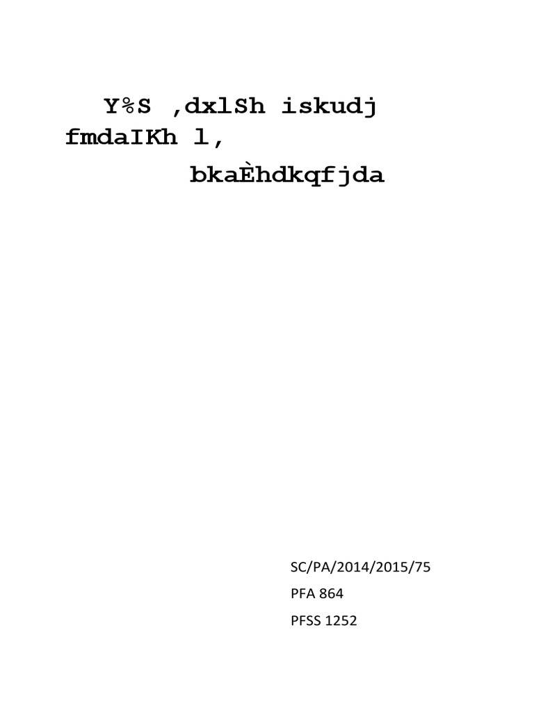 Y%S, DXLSH Iskudj Fmdaikh L, Bkaèhdkqfjda: Sc/Pa/2014/2015/75 Pfa 864 Pfss 1252 | PDF