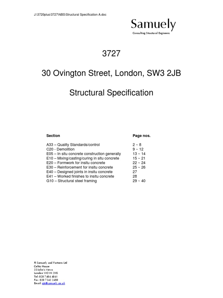 Structural Specification | PDF | Basement | Concrete