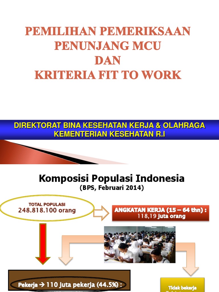 Pemilihan Pemeriksaan Penunjang Pada MCU Dan Kriteria Fit To Work2 | PDF