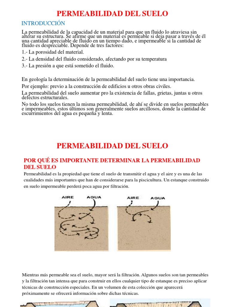 PERMEABILIDAD | Permeabilidad (Ciencias de la Tierra) | Suelo