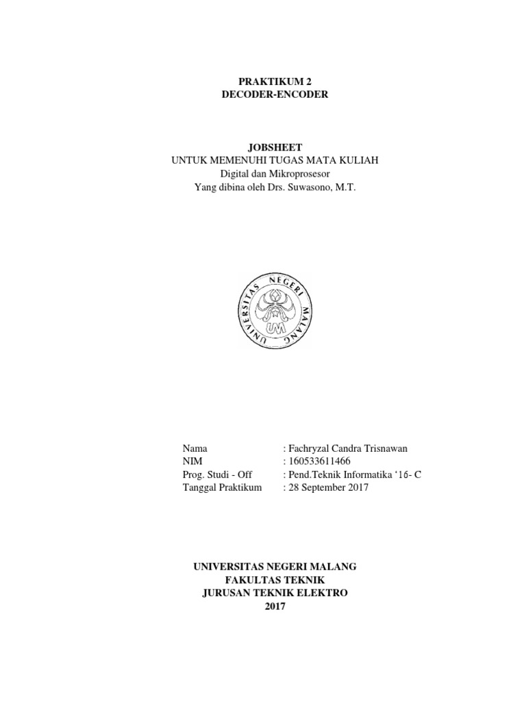 Laporan Praktikum Encoder-Decoder | PDF | Metode & Bahan Ajar