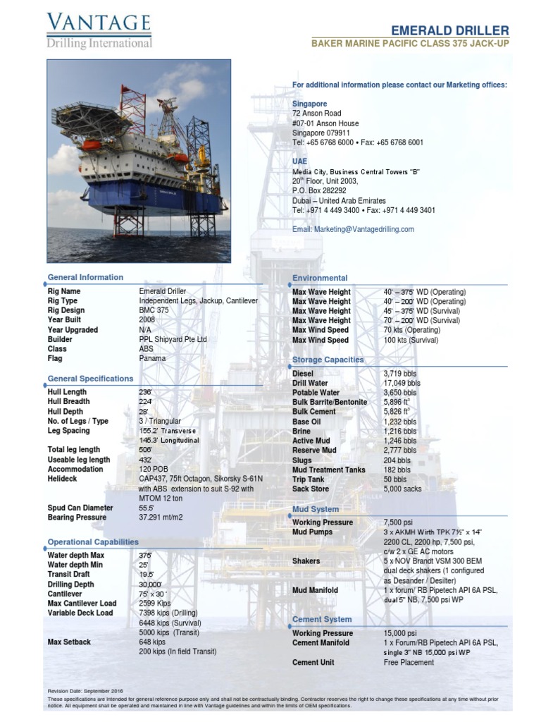 Emerald Driller Specifications Overview | PDF | Energy And Resource ...