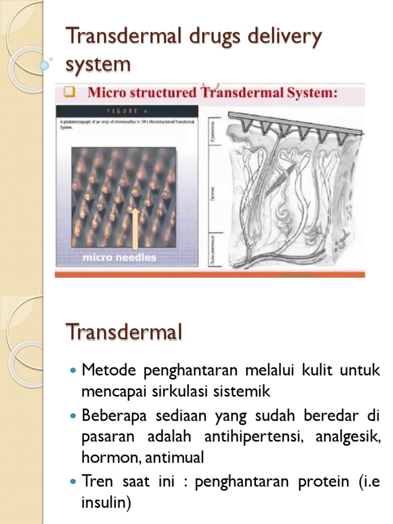 Sistem penghantaran obat transdermal dan contoh aplikasinya | PDF
