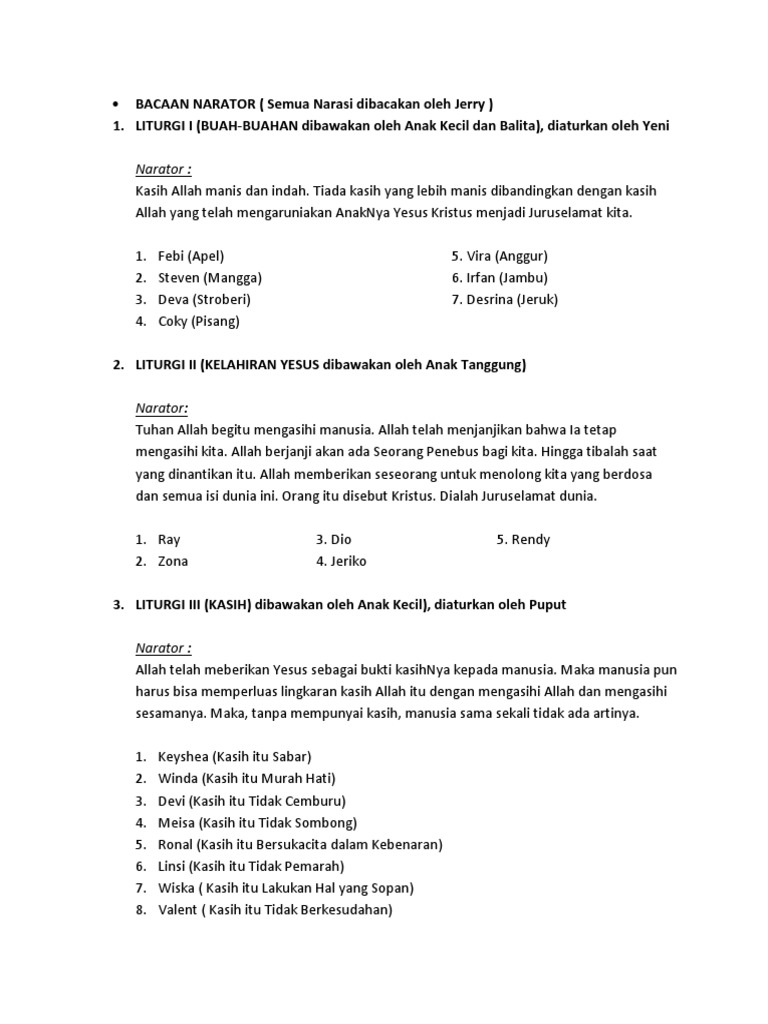 Bacaan Narator | PDF