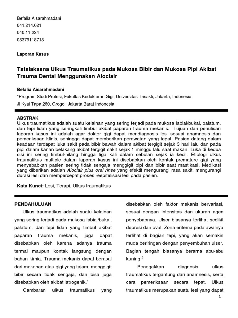 Makalah LK Ulkus Traumatikus Befalia | PDF