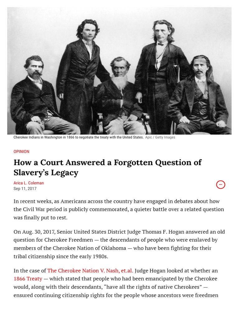 How a Court Answered a Forgotten Question of Slavery’s Legacy: Cherokee ...