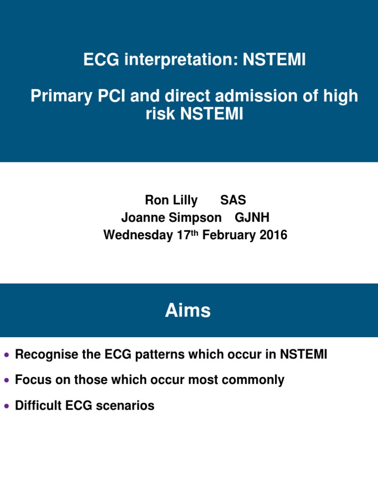 ECG Interpretation: NSTEMI Primary PCI and Direct Admission of High ...