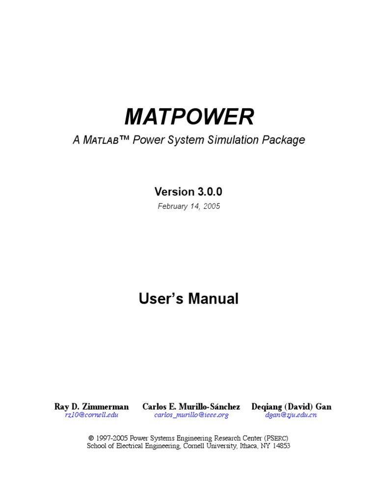 MATPOWER - A MATLAB Power System Simulation Package | PDF ...