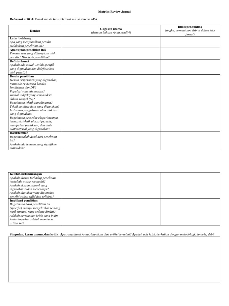 Matriks Review Jurnal | PDF