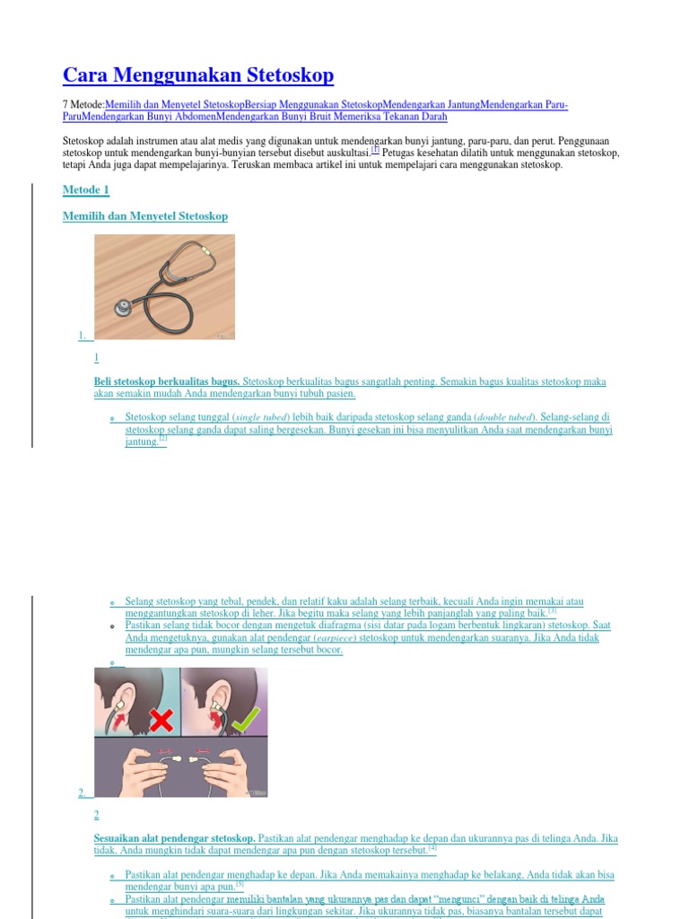 Cara Menggunakan Stetoskop | PDF