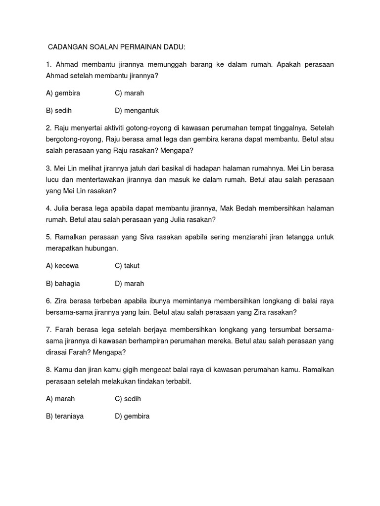 Soalan Permainan Dadu | PDF