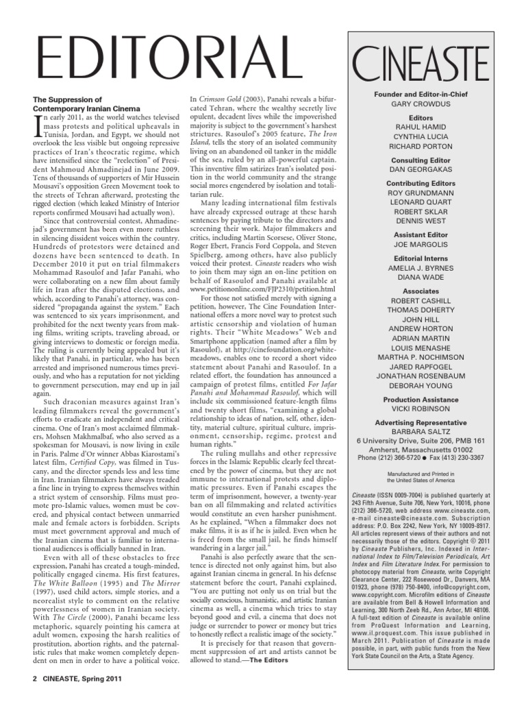 Gary Crowdus-The Suppression of Contemporary Iranian Cinema | PDF | Mir ...