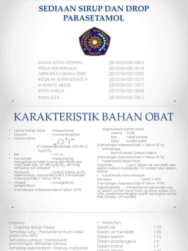 Sediaan Sirup Dan Drop Parasetamol Farmasetika Sediaan Liquida | PDF ...