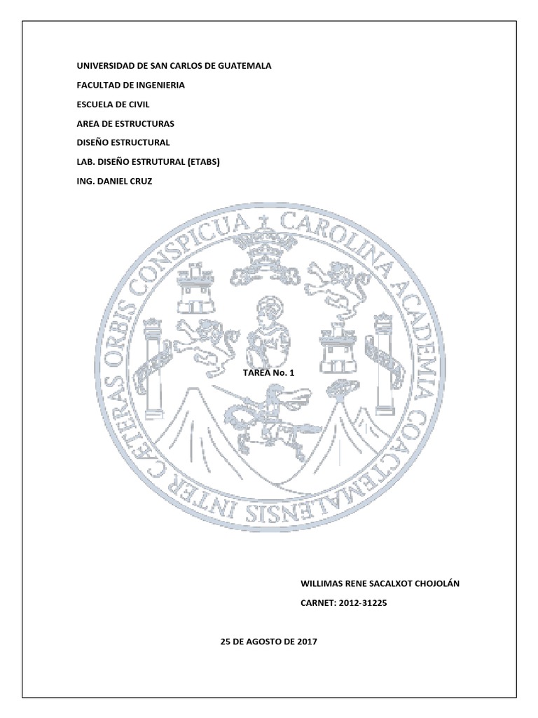 Tarea 1, ETABS USAC | PDF | Science | Ingeniería