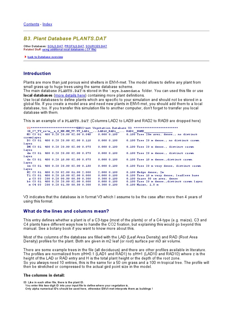 Envi-Met Tutorial PLants | PDF | Trees | Computer File