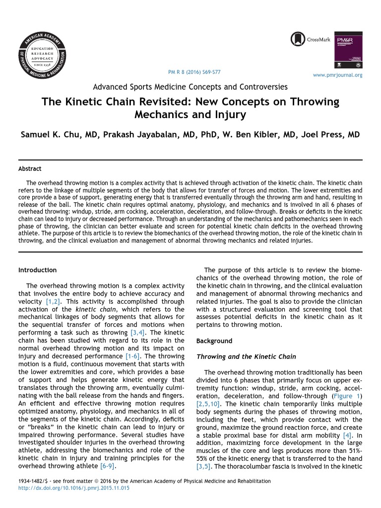 Understanding the Biomechanics of the Overhead Throwing Motion ...