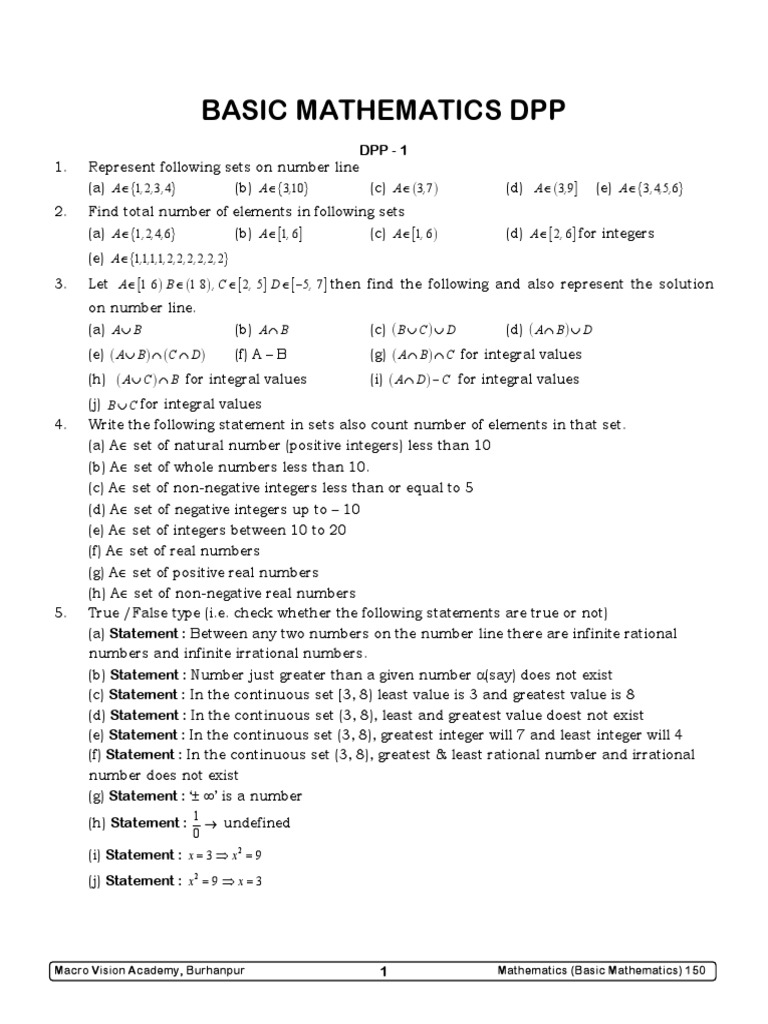 Basic Mathematics DPP Solutions | PDF | Integer | Quadratic Equation