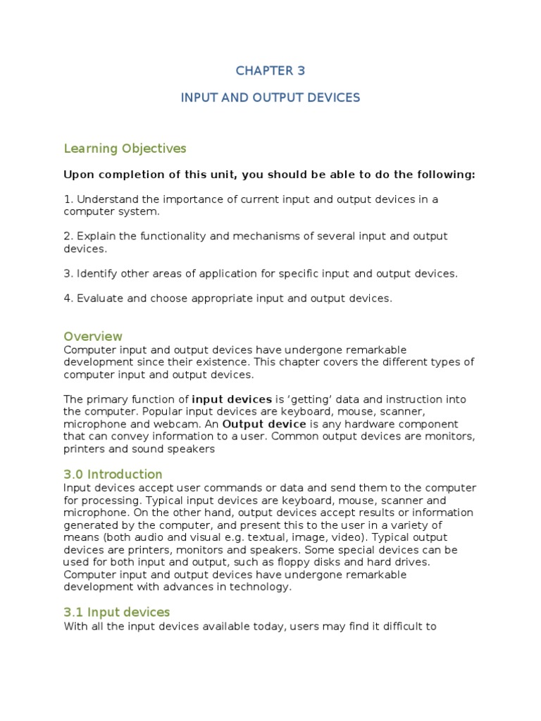 Chapter 3 Cse1010e | PDF | Printer (Computing) | Computer Keyboard