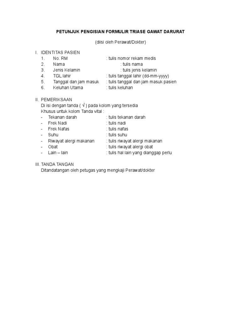 Juknis Form Triase | PDF