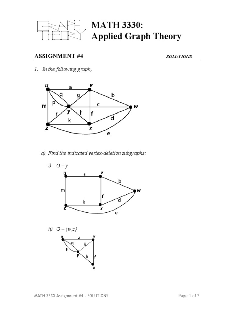 MATH 3330 Assignment #4 Solutions Graph Theory | PDF | Theoretical Computer Science ...