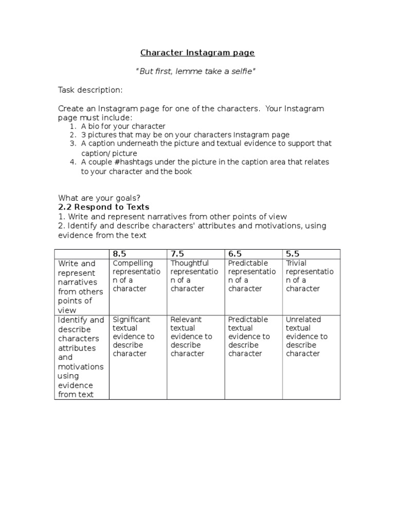 Instagram Rubric | PDF