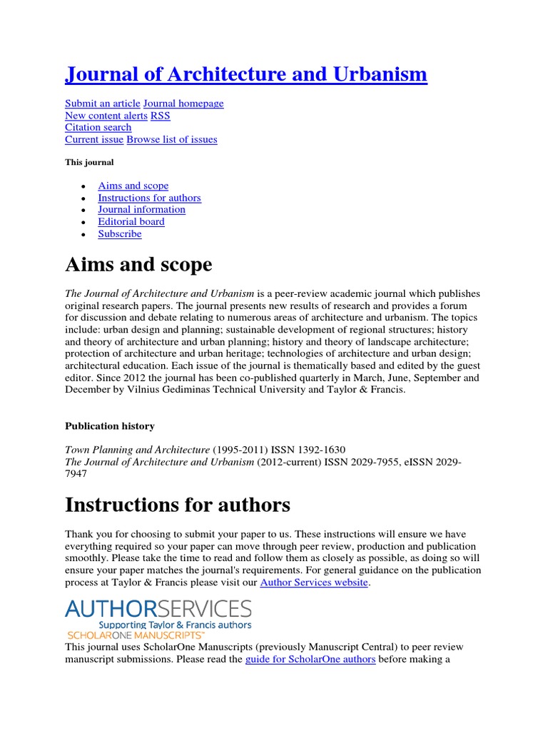 Journal of Architecture and Urbanism | PDF | Academic Journal | Open Access