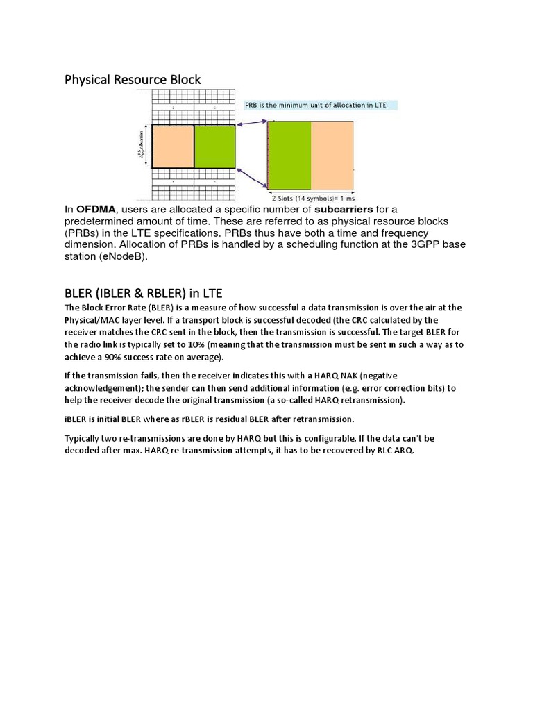 Lte PRB & Lte Bler | PDF