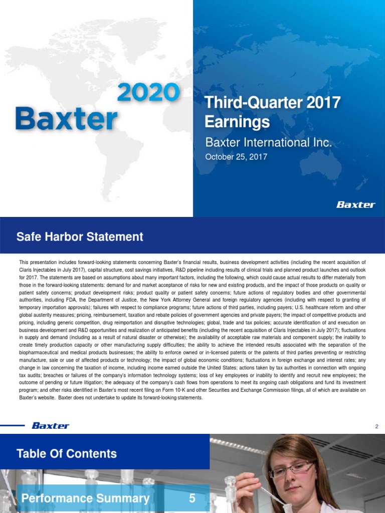 Baxter Q3 2017 Earnings Presentation (Final) | PDF | Mergers And ...