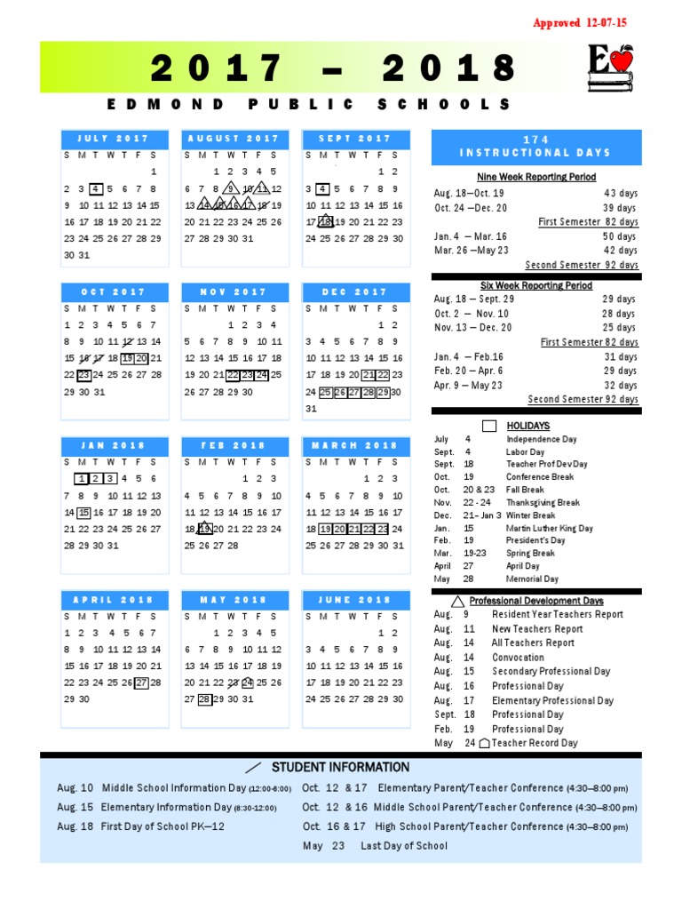 Edmond Public Schools Calendar 2025-26 | PDF | Observances | Holidays