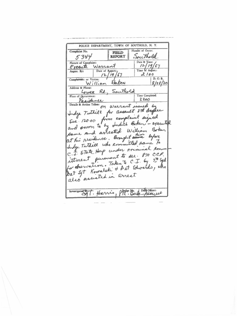 William Boken Arrest Report Page Three | PDF