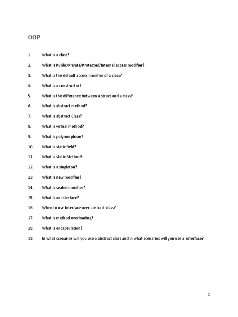 Intrebari Interviu Programator | PDF | Method (Computer Programming) | C Sharp (Programming ...