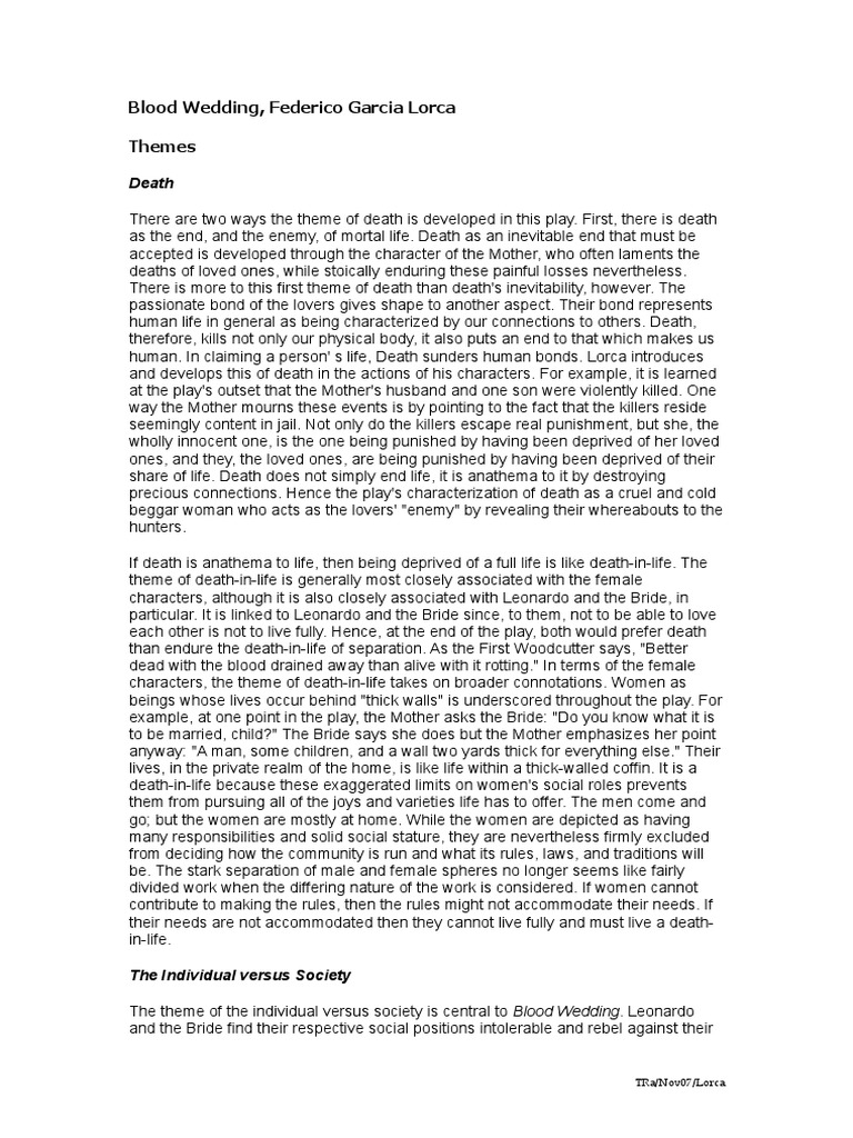 BL Blood Wedding Themes | PDF | Modernism | Realism (Arts)