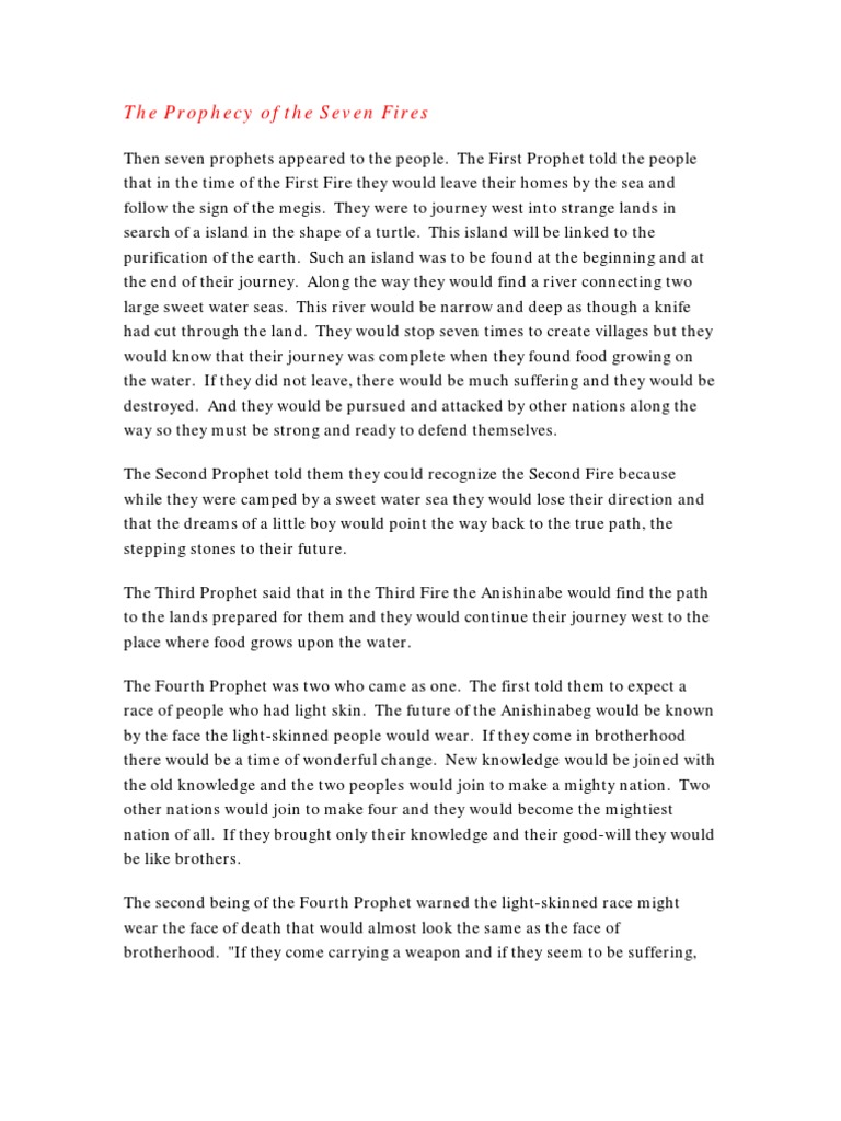 Anishinaabe Seven Fires Prophecy | PDF | Ojibwe
