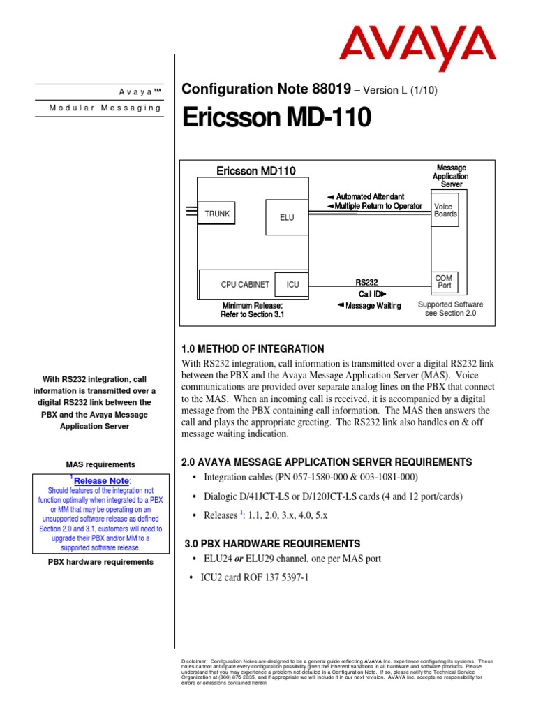 Ericsson MD-110: Configuration Note 88019 | Download Free PDF ...