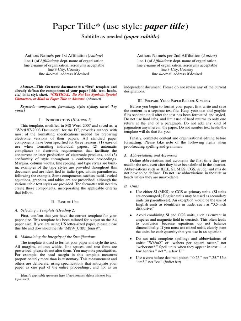 Paper Title (Use Style: Paper Title) : Subtitle As Needed (Paper ...
