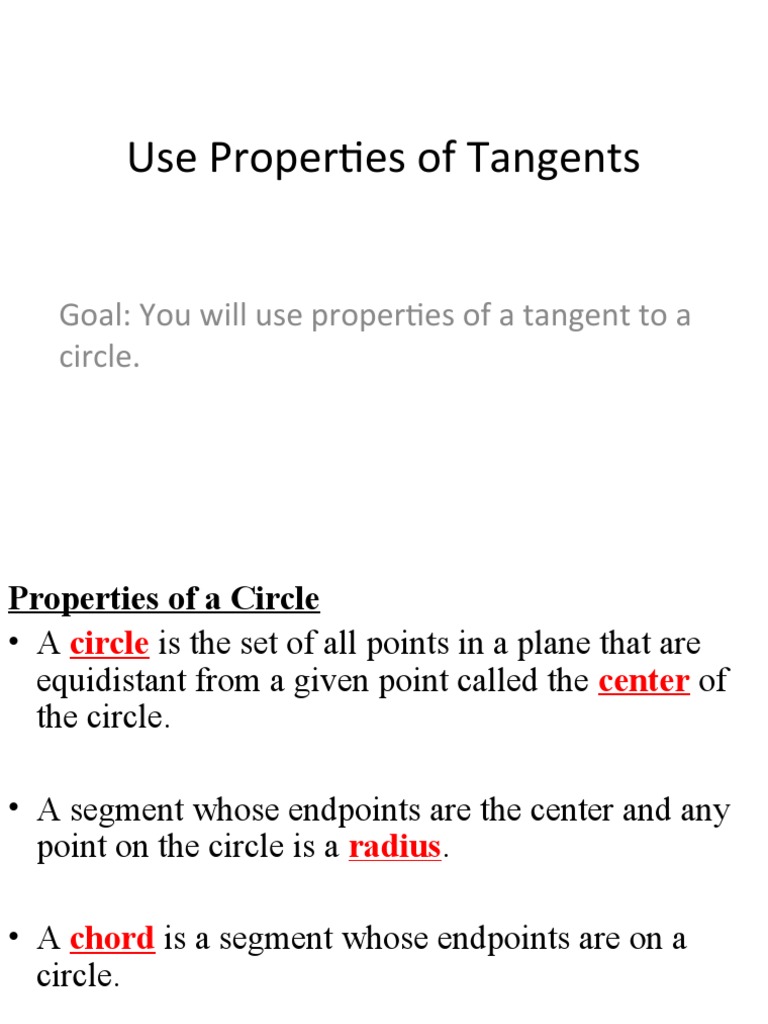 Properties of Circle Tangents Explained | PDF | Teaching Methods ...