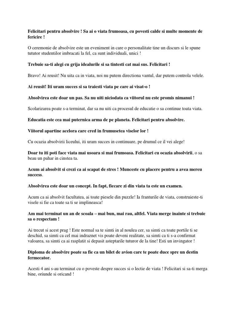 Felicitari Pentru Absolvire | PDF
