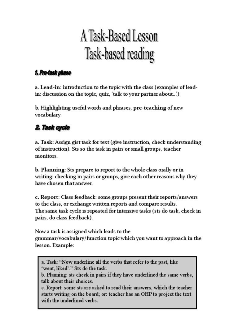 A Task-Based Lesson Handout | PDF | Syntax | Grammar