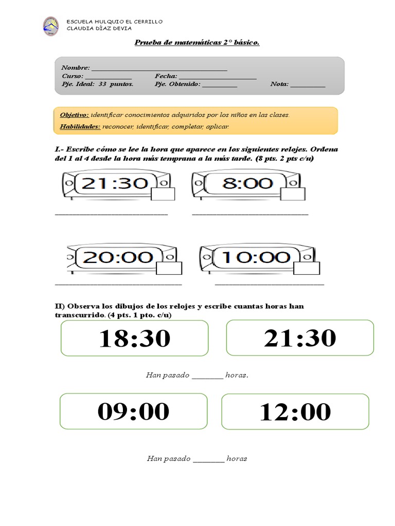 Prueba Calendario y Hora | PDF