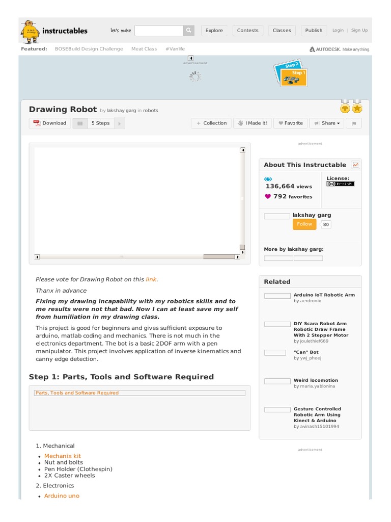 Drawing Robot 5 Steps With Pictures | PDF | Arduino | Robot
