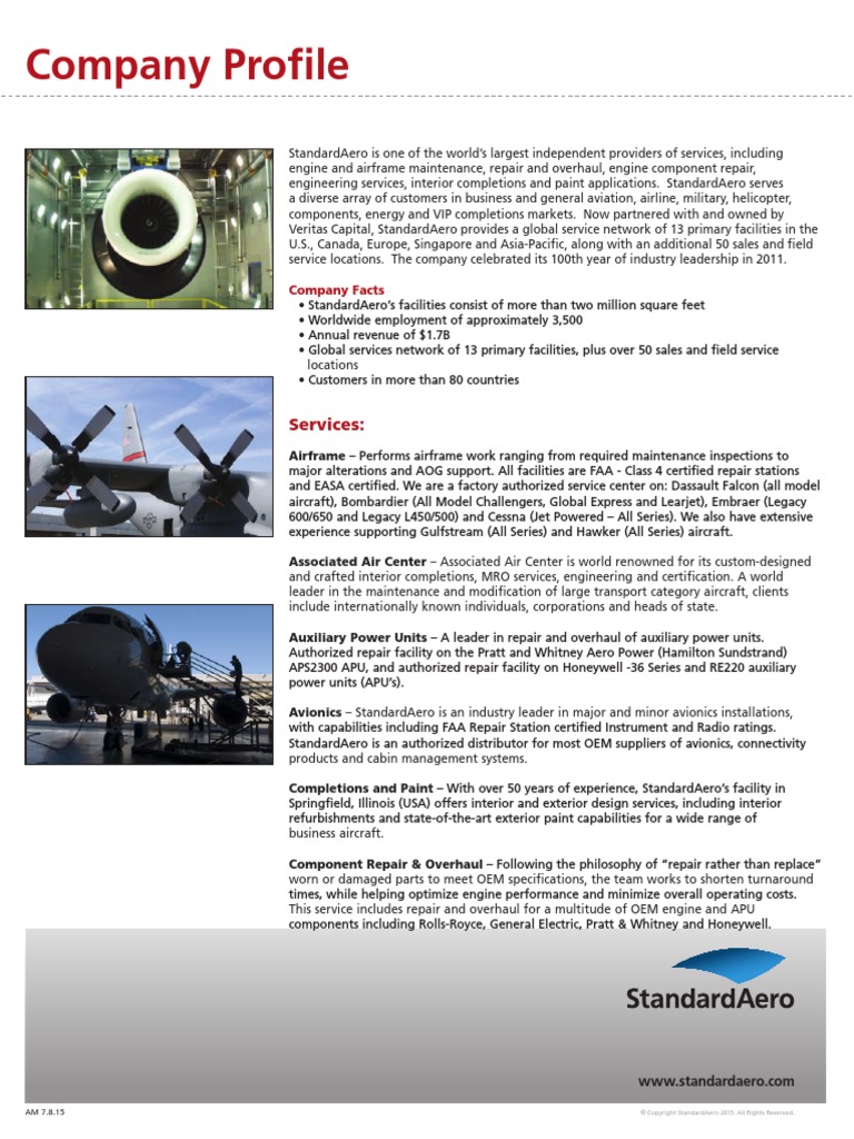 StandardAero - Company Profile | PDF | Honeywell | Aviation