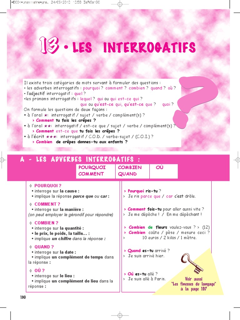 Guide des Mots Interrogatifs en Français | PDF | Question | Morphologie ...